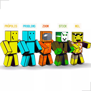 Kit C/5 Boneco Minecraft Própolis Problems Zoom Stick Mel 25cm 5un ...