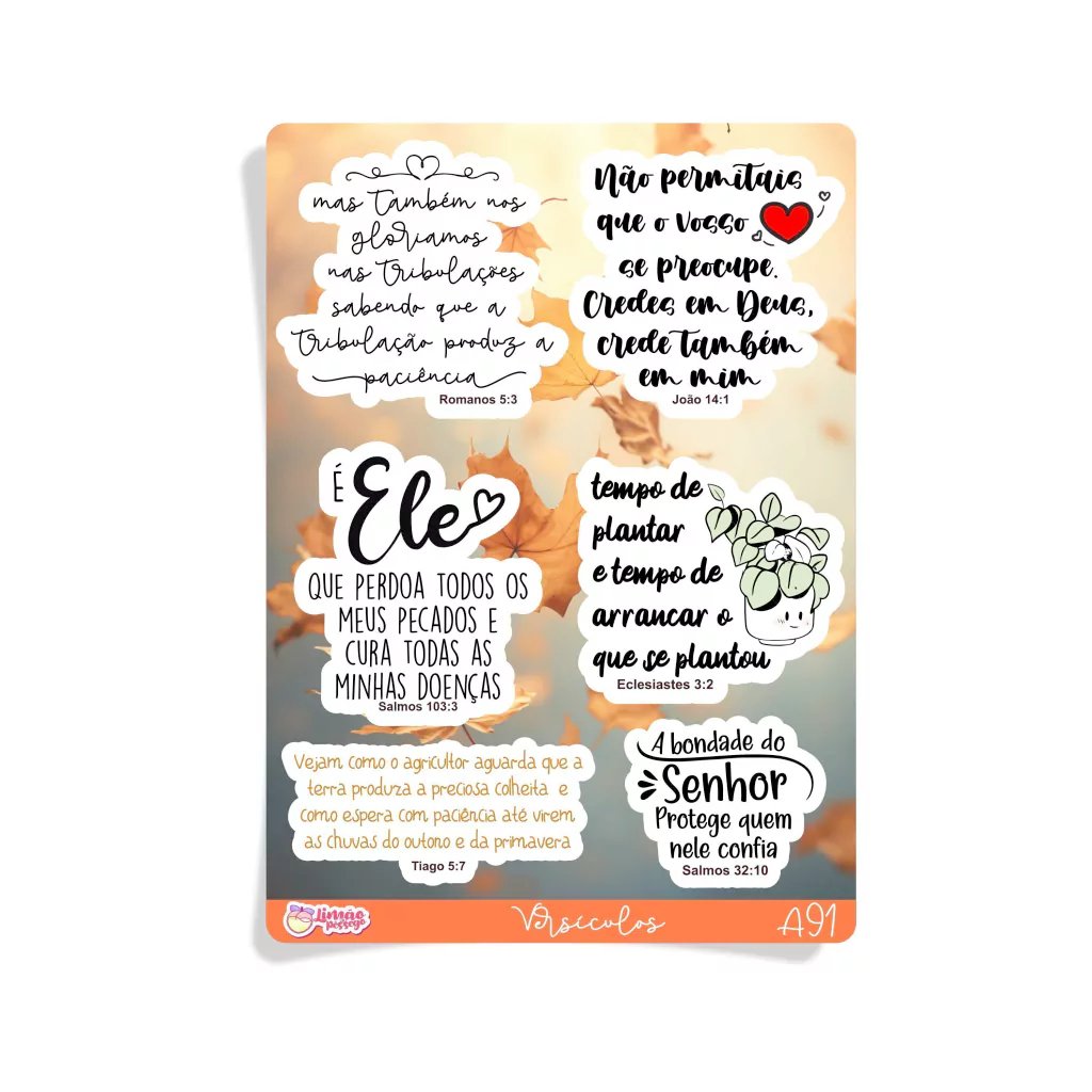 Versículos Devocionais cartela de adesivos Transparente para bíblia ...