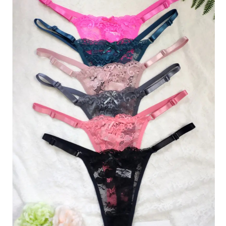 Kit 10 calcinha de renda string fio dental tanga sexy de regulagem ...
