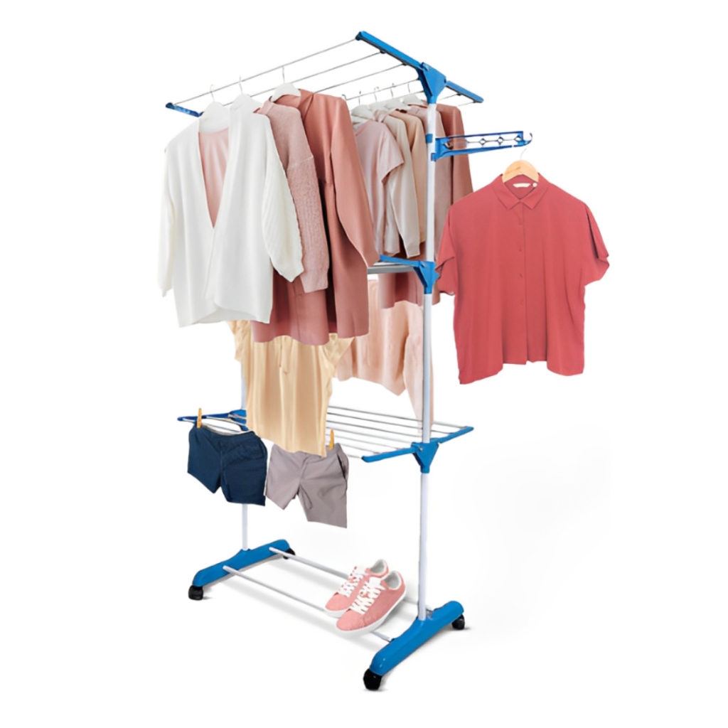 Varal De Chão Grande 3 Andares Dobrável Retrátil Azul Roupas | Shopee ...
