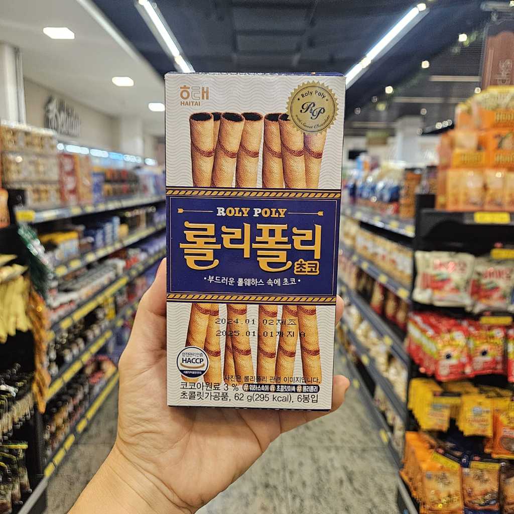Haitai Biscoito Coreano Tipo Tubo com Recheio de Chocolate - Roly Poly ...