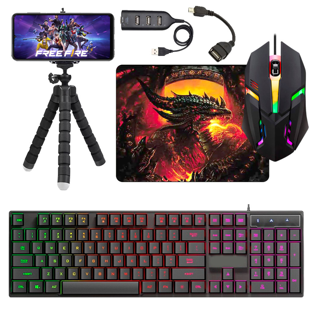 Kit Mobilador Para Celular Completo Varios Modelos Teclado + Mouse Gamer + Mouse Pad + Hub ...