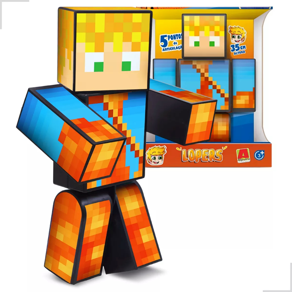 Boneco Minecraft Lopers Grande Skin Youtuber Gamer 35cm | Shopee Brasil