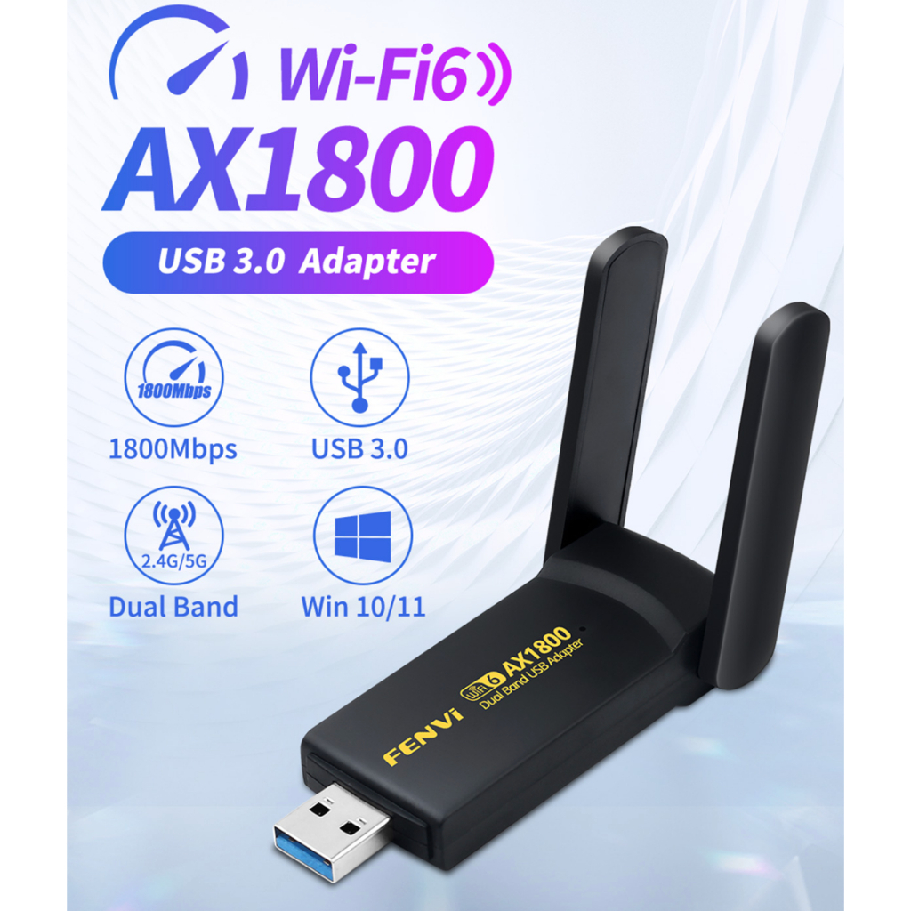 Fenvi-WiFi 6 Adaptador USB, Dongle Receiver, Antena Dual Band, PC, USB 3.0, 2.4, 5Ghz, 1800Mbps ...