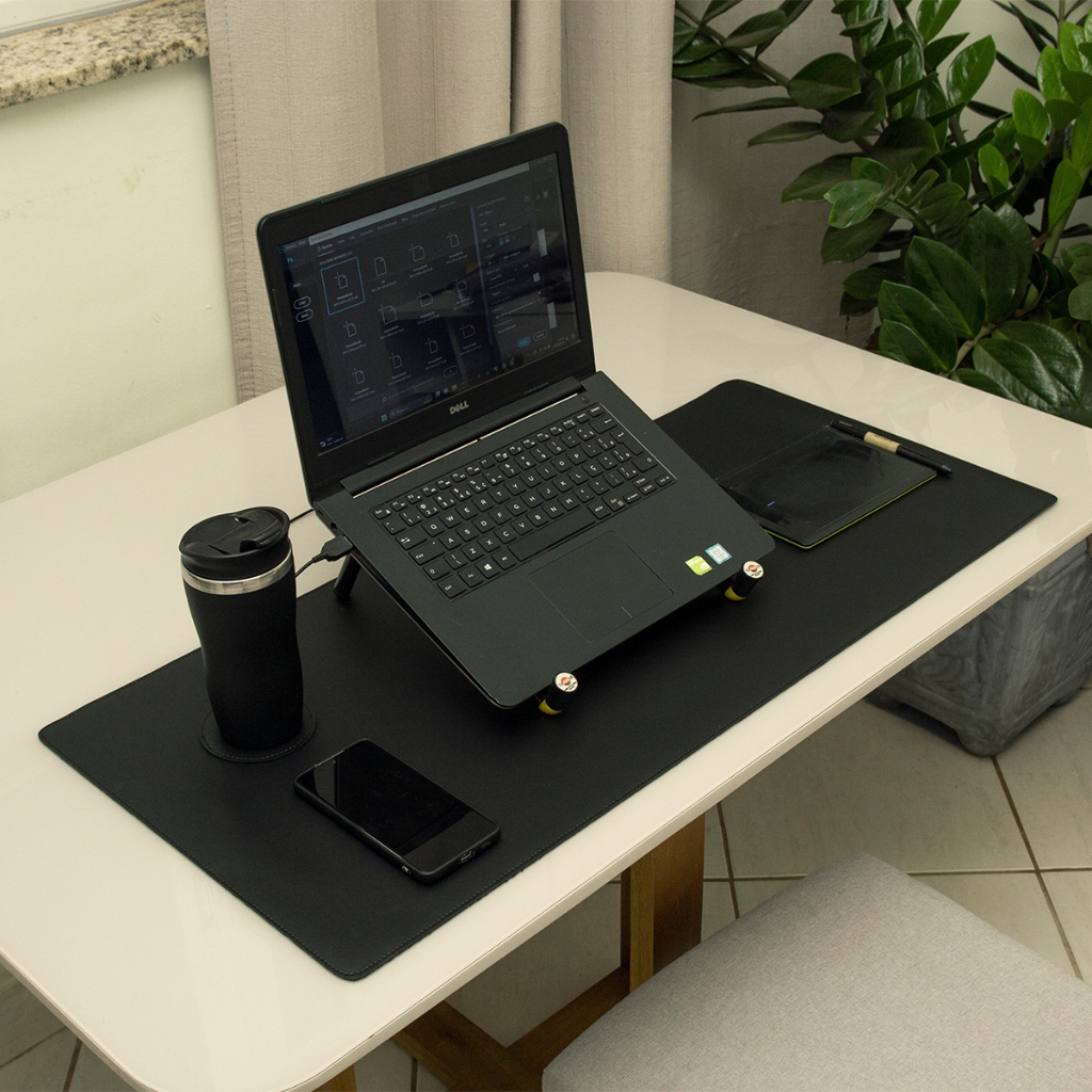 Mouse Pad Grande Deskpad Gamer 90x40cm Impermeável Couro Sintético ...