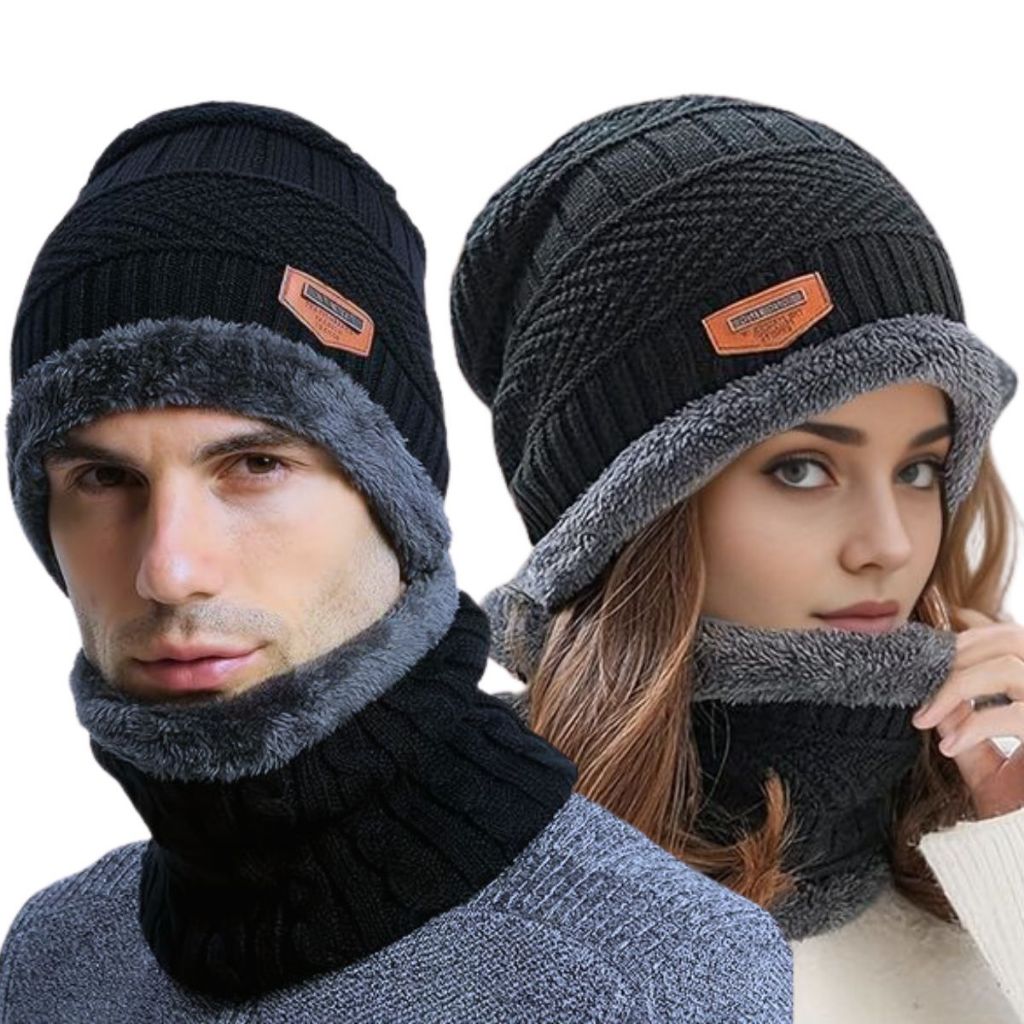 Kit Inverno Lã Touca Gorro Cachecol Pescoço Flexível Luva Forrada ...