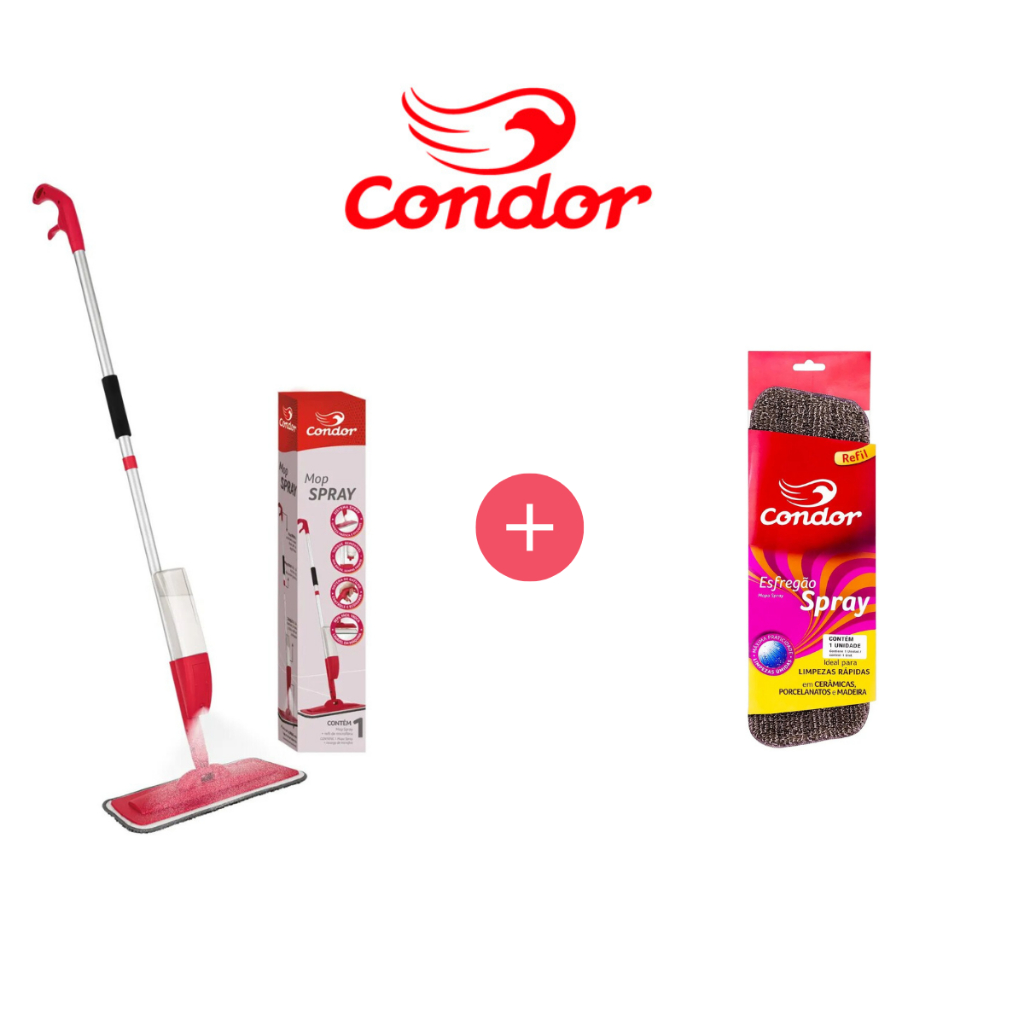Kit Mop Spray De Agua + Refil Extra Condor Esfregão Microfibra Rodo De ...