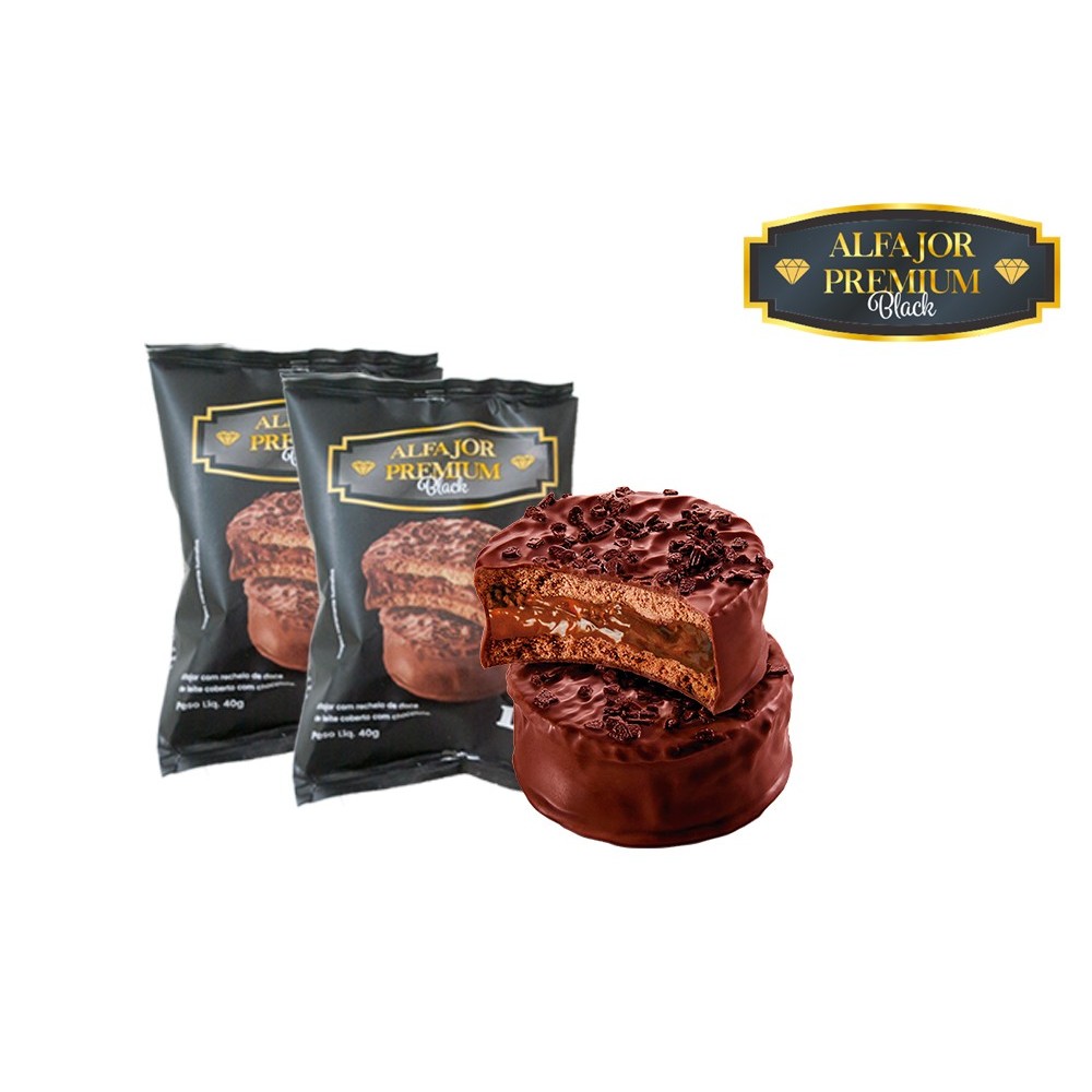 ALFAJOR PREMIUM BLACK Display com 18 unidades de 50g | Shopee Brasil