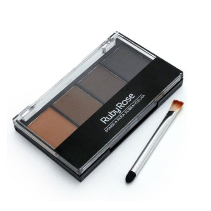 Paleta de Sombra para Sobrancelha 4 Sombras e 1 Pincel - Ruby Rose ...
