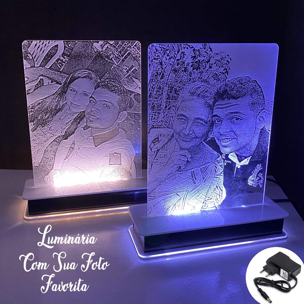 Luminária De Foto Led Acrílico Com Sua Foto Favorita Gravada ...