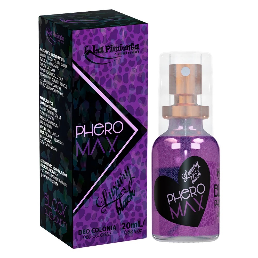 DEO COLÔNIA Perfume PHERO MAX LUXURY BLACK 20ML LA PIMIENTA Feromonio | Shopee Brasil
