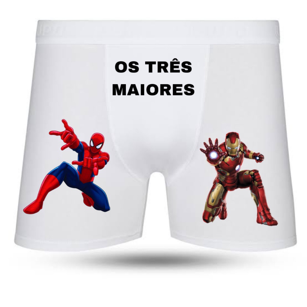 Cueca os três maiores - Homem Aranha e Homem de ferro | Shopee Brasil