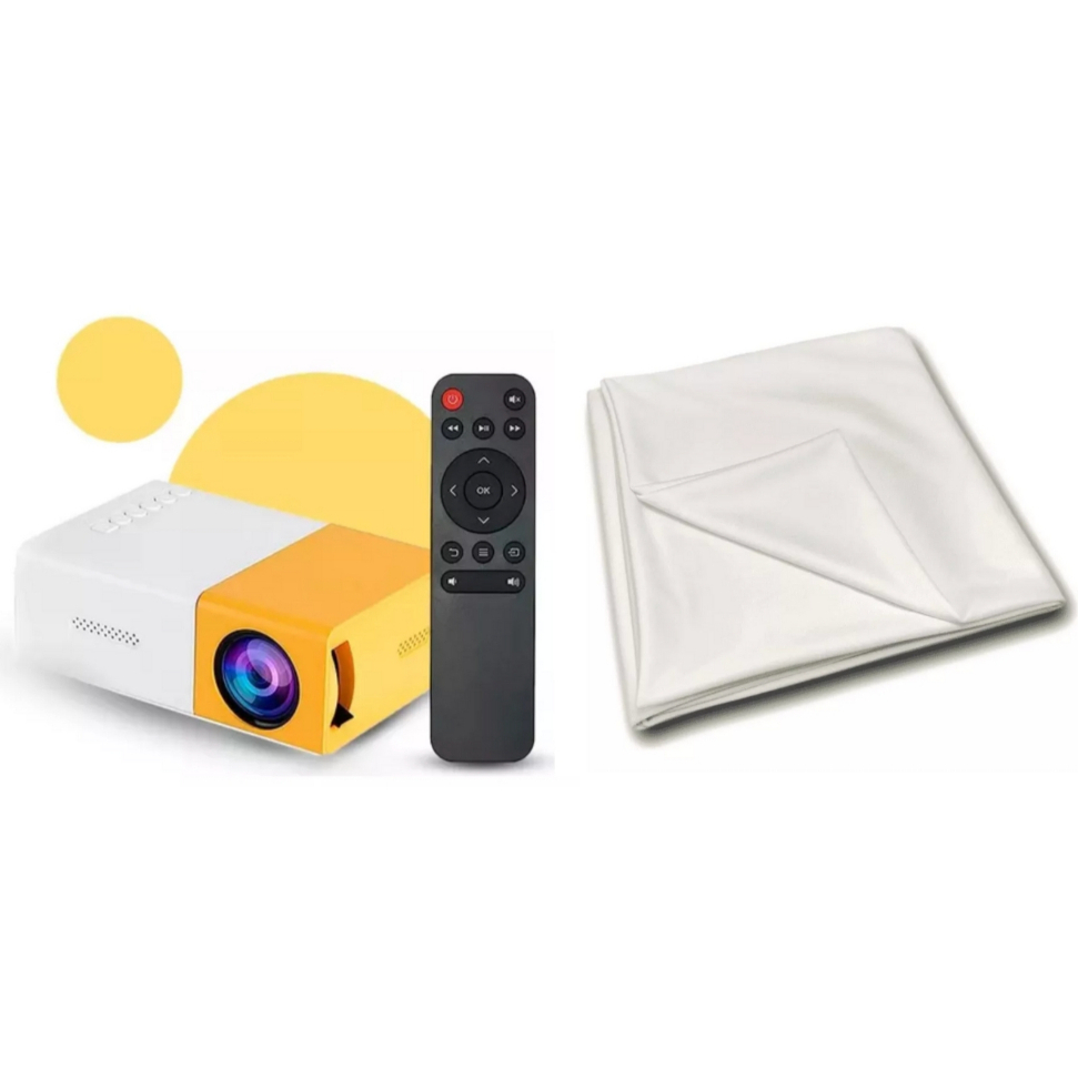 Tela de Projeção 2m por 1,85m + Mini Projetor Portátil Full HD | Shopee ...