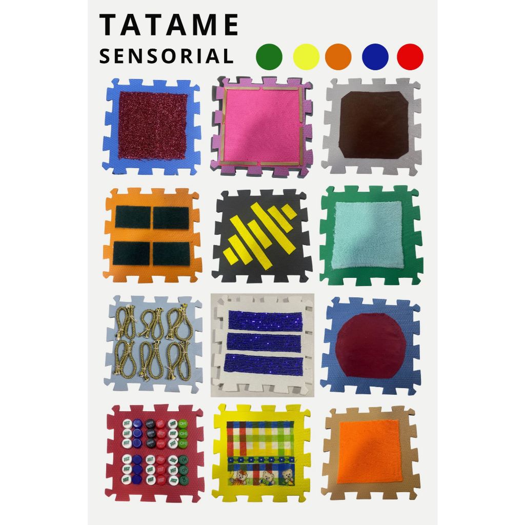 Tatame SENSORIAL com 12,15,18 ou 20 TEXTURAS DIFERENTES macias, lisas e ...