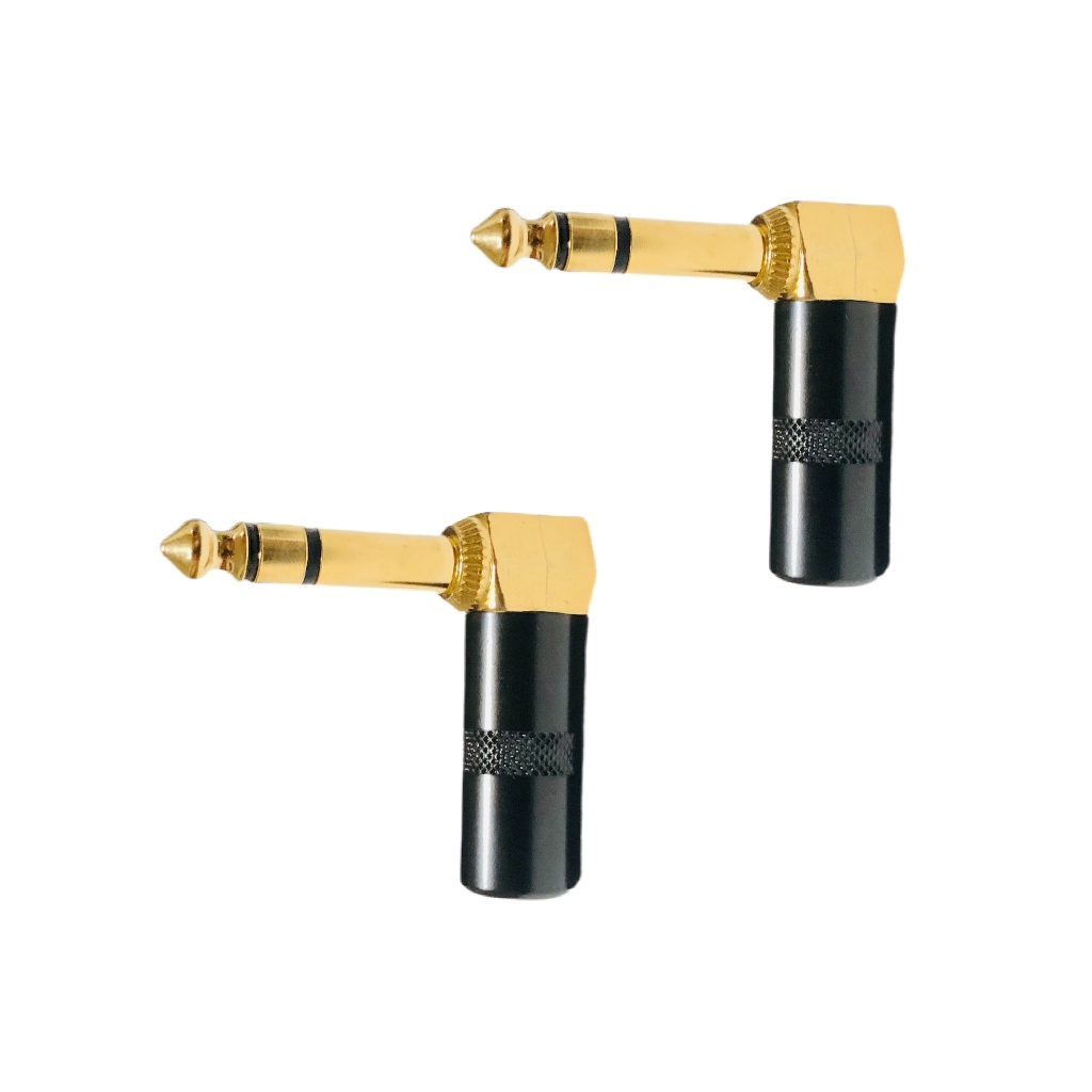Kit 2 plug Conector P10 Estereo 90 graus Blindado Profissional | Shopee ...