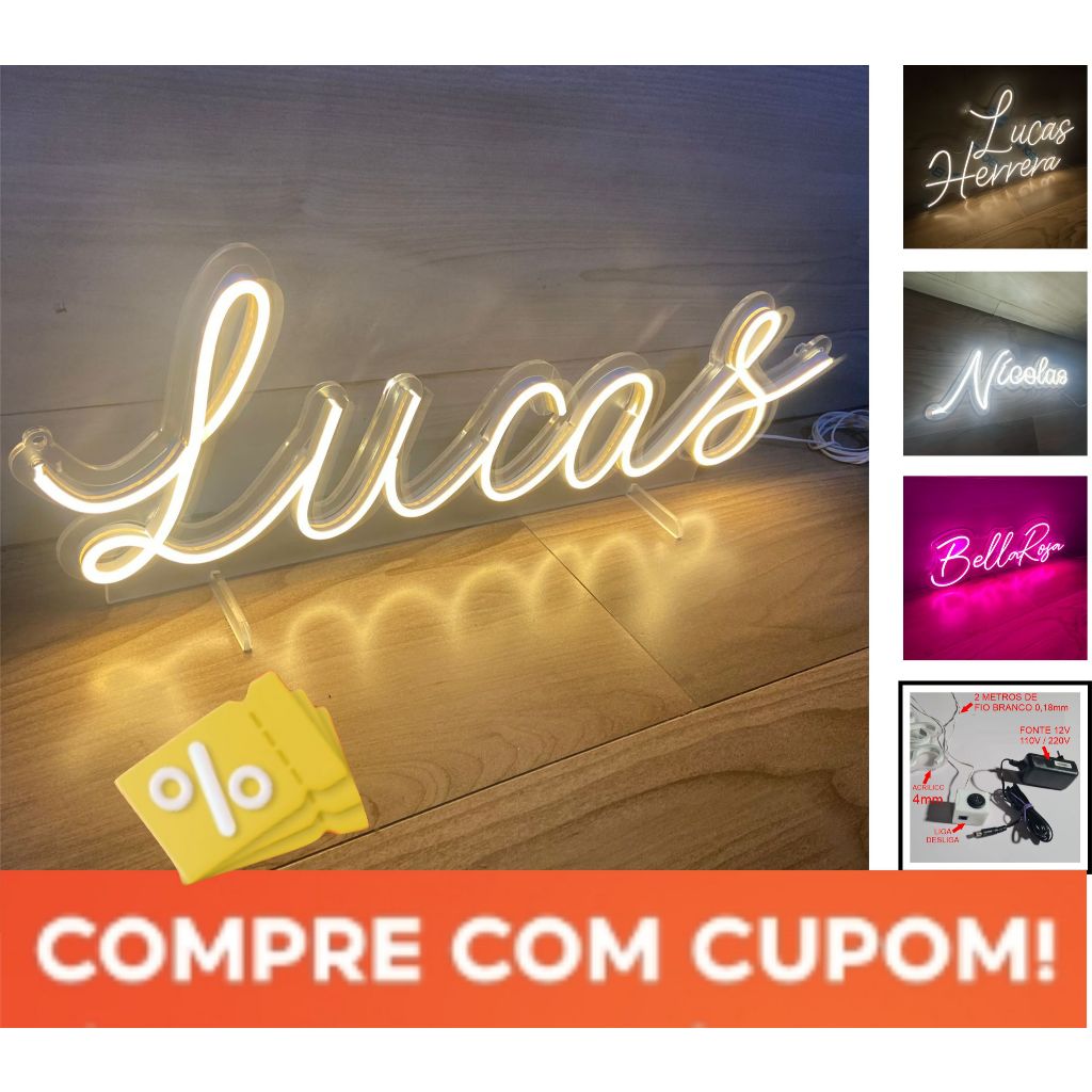 PLACA PAINEL LETREIRO LED NEON NOMES PERSONALISADO | Shopee Brasil