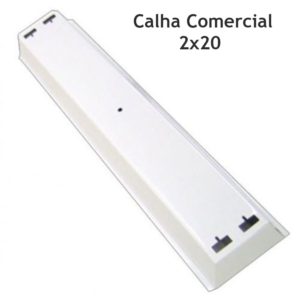 Luminária Calha Sobrepor 60cm T8/T10/T12 2x18/2x20w para LED ou REATOR ...