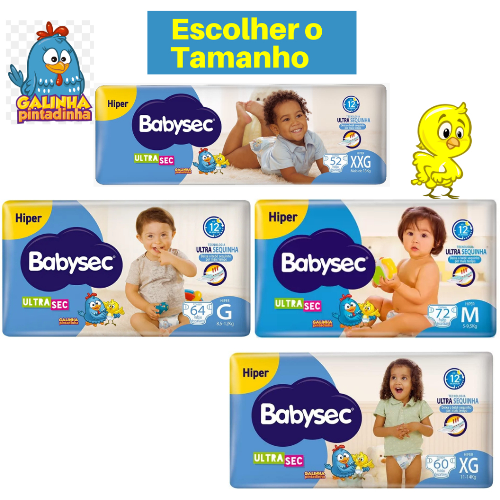 BABYSEC HIPER M/72, G/64, XG/60, XXG/52 RECOMENDADO | Shopee Brasil