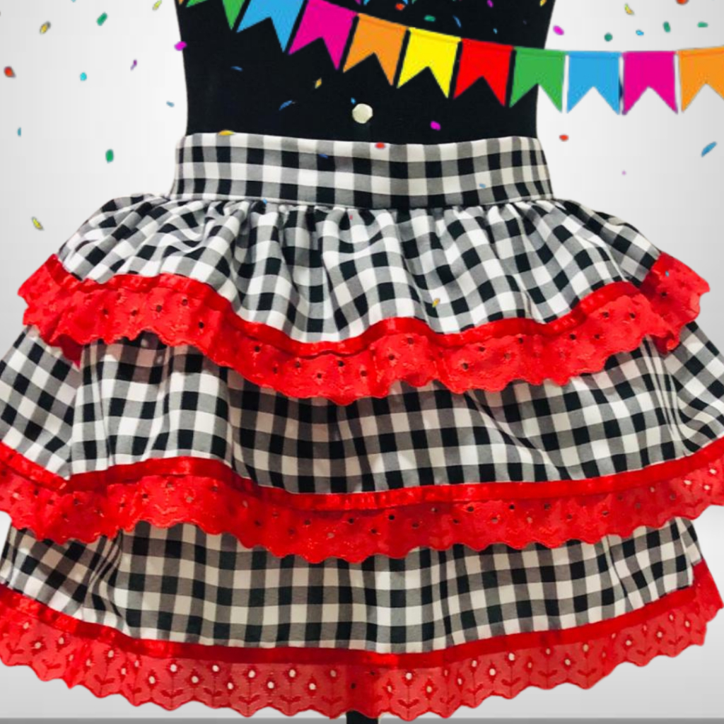 SAIA DE FESTA JUNINA ADULTO, TRAJE XADREZ, SAIA CAIPIRA. | Shopee Brasil