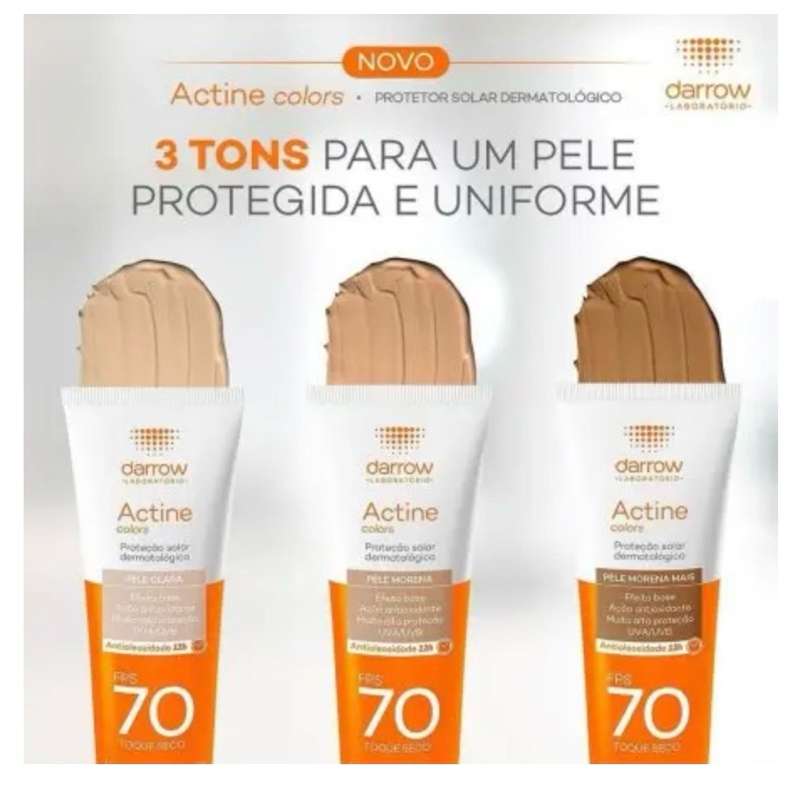 Protetor Solar Facial Darrow Actine Colors FPS 70 com 40g - Várias ...