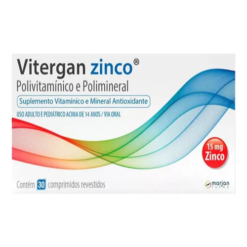 Vitergan Zinco Marjan 30 Comprimidos Revestidos | Shopee Brasil