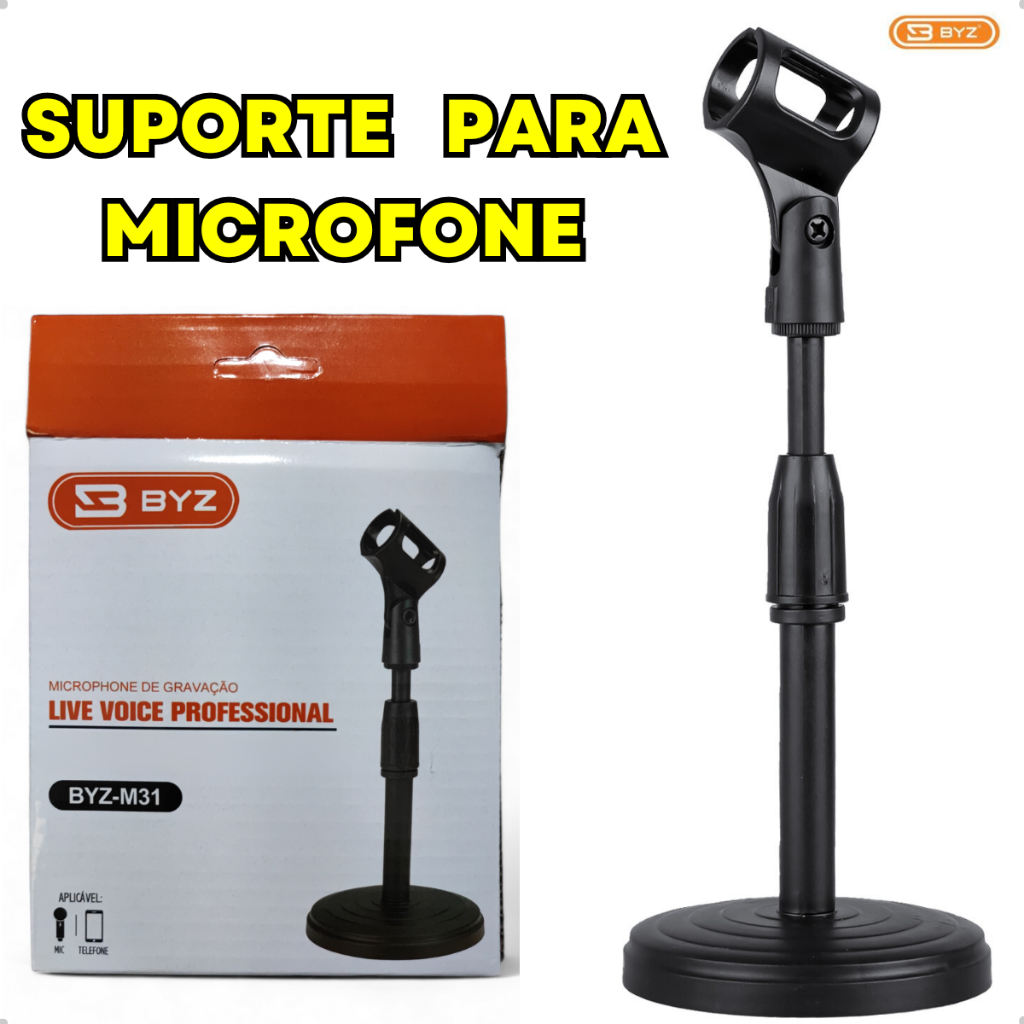 Suporte Microfone Mesa Pedestal Articulado Microfones Studio Youtuber Portátil Podcast Home ...