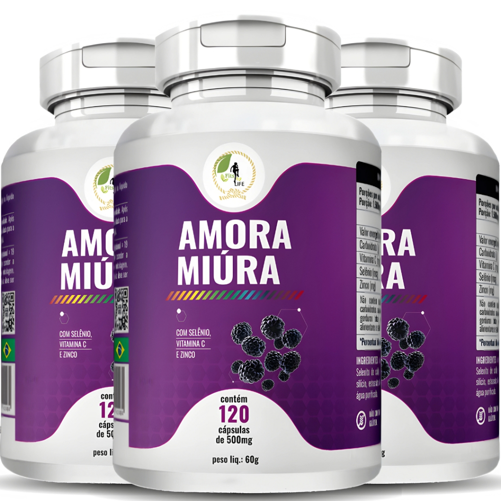 Kit 3 Amora Miura 360 Cápsulas Vit C Zinco Selênio - Fits Life ...