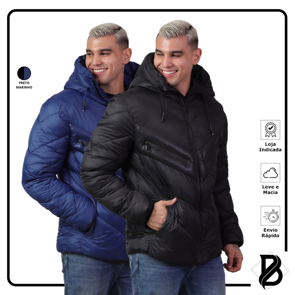 KIT 2 Jaqueta Puff Masculino Bobojaco Corta vento Casaco Aberto de ...