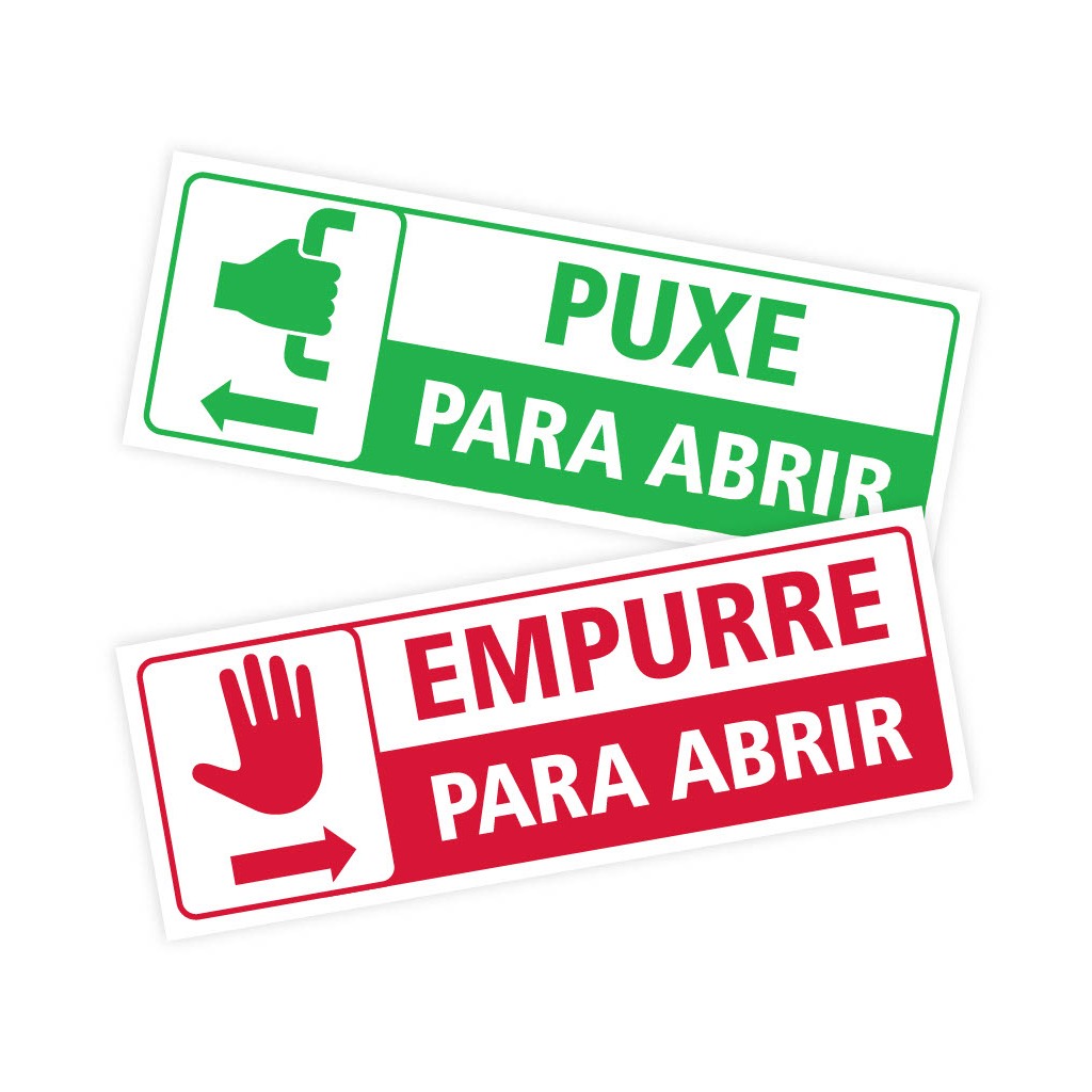 Adesivo Puxe Empurre Para Abrir Verde/verm Clássico | Shopee Brasil