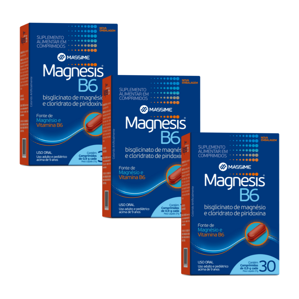 3x Magnesis B6 30 comprimidos - Suplemento Alimentar Magnésio E ...