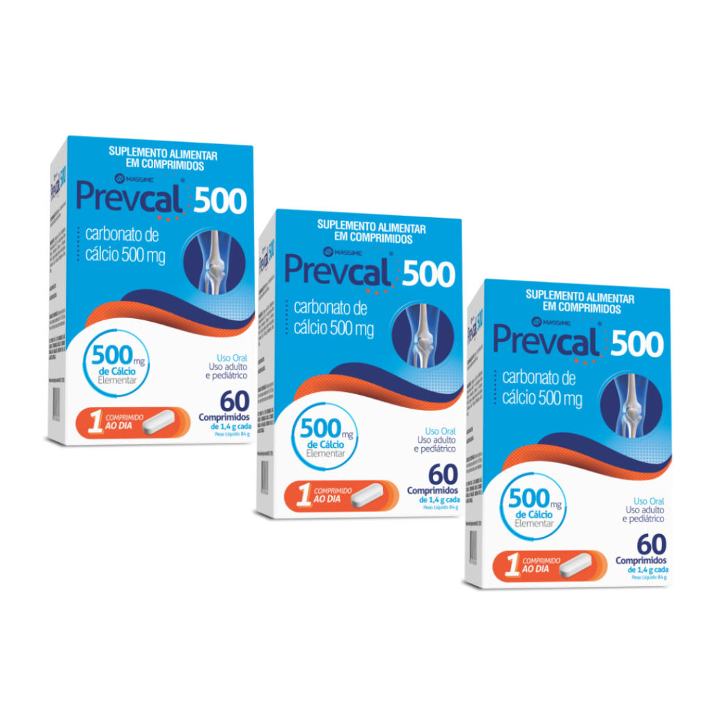 KIT 3x Prevcal 500mg - 60 comprimidos de Carbonato De Cálcio Elementar ...