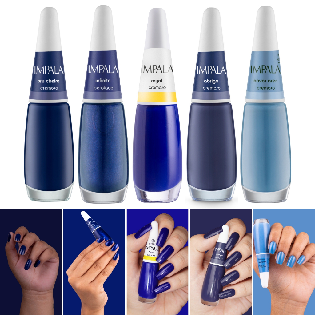 Kit 5 Esmaltes Impala Tons de Azul | Shopee Brasil