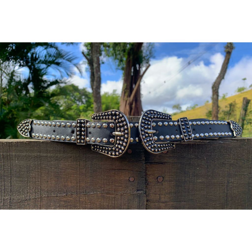 Cinto Duas Fivelas Basic black preto | Shopee Brasil