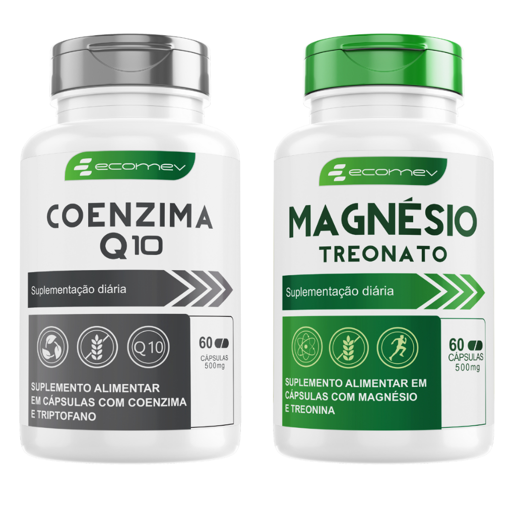 Coenzima Q10 com L-Triptofano 500mg puro + Magnesio L-Treonato 500mg 60caps | Shopee Brasil