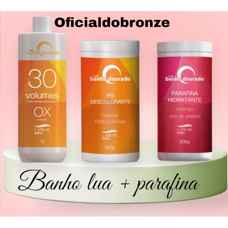 Kit Banho De Lua Pó Descolorante Agua OX 30 Volume 1 Litro Parafina ...