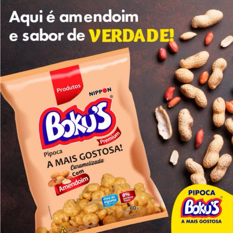 Kit 7 pipocas bokus premium amendoim 60g cada | Shopee Brasil
