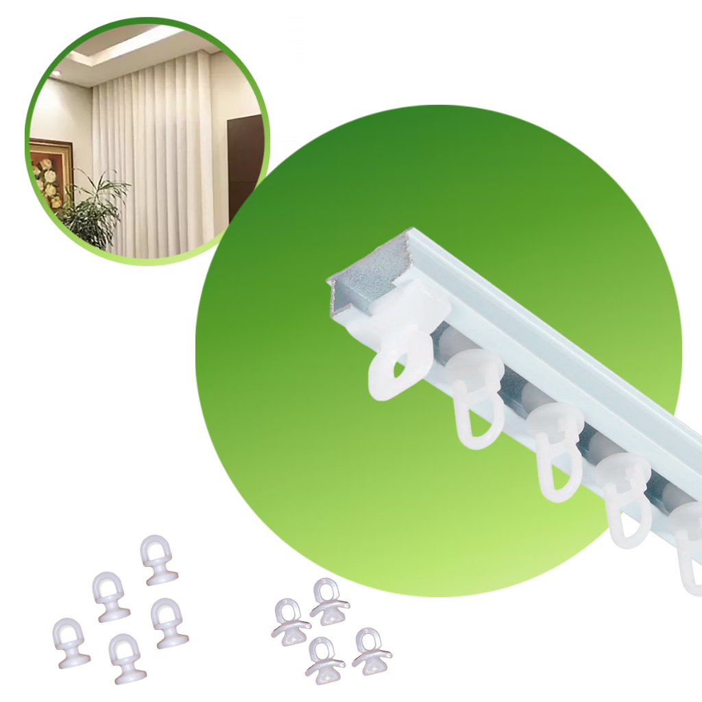 Kit Trilho Suíço 2m + 20 Deslizantes 4 Terminais (1 metro cada barra ...