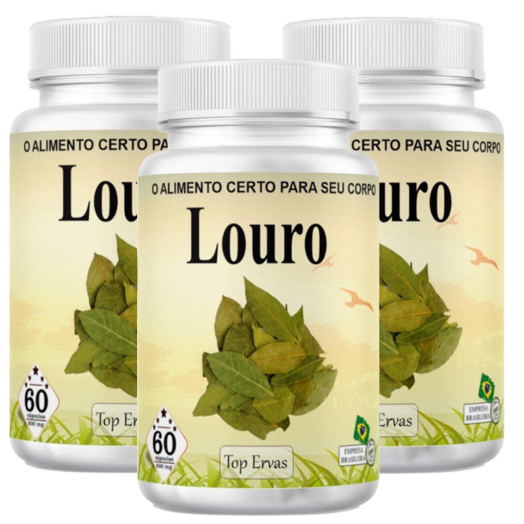 3 Frascos Louro em Cápsulas 100% Natural ( 180 Capsulas ) p/ Digestão ...