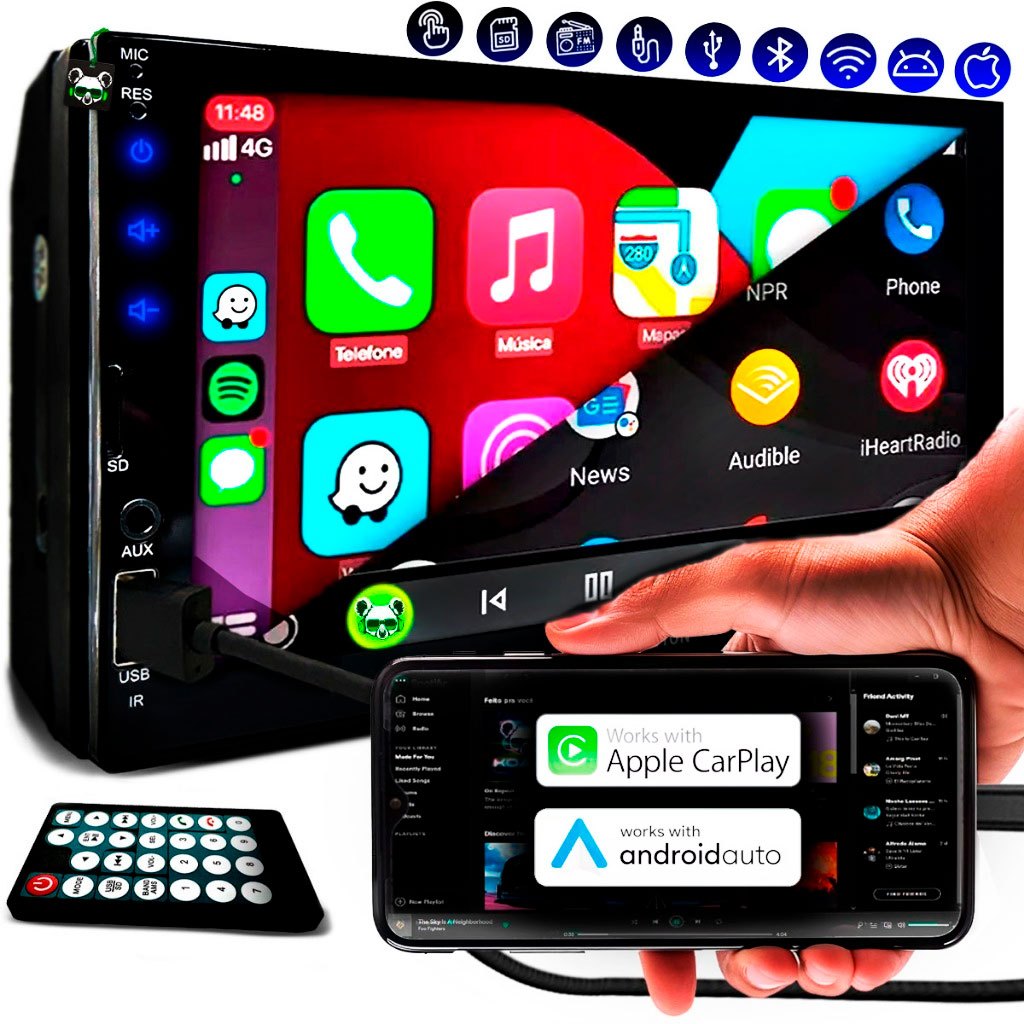 Central Multimidia Apple Carplay Android Auto Mp5 Mp10 7 polegadas 2 Din Espelhamento | Shopee ...