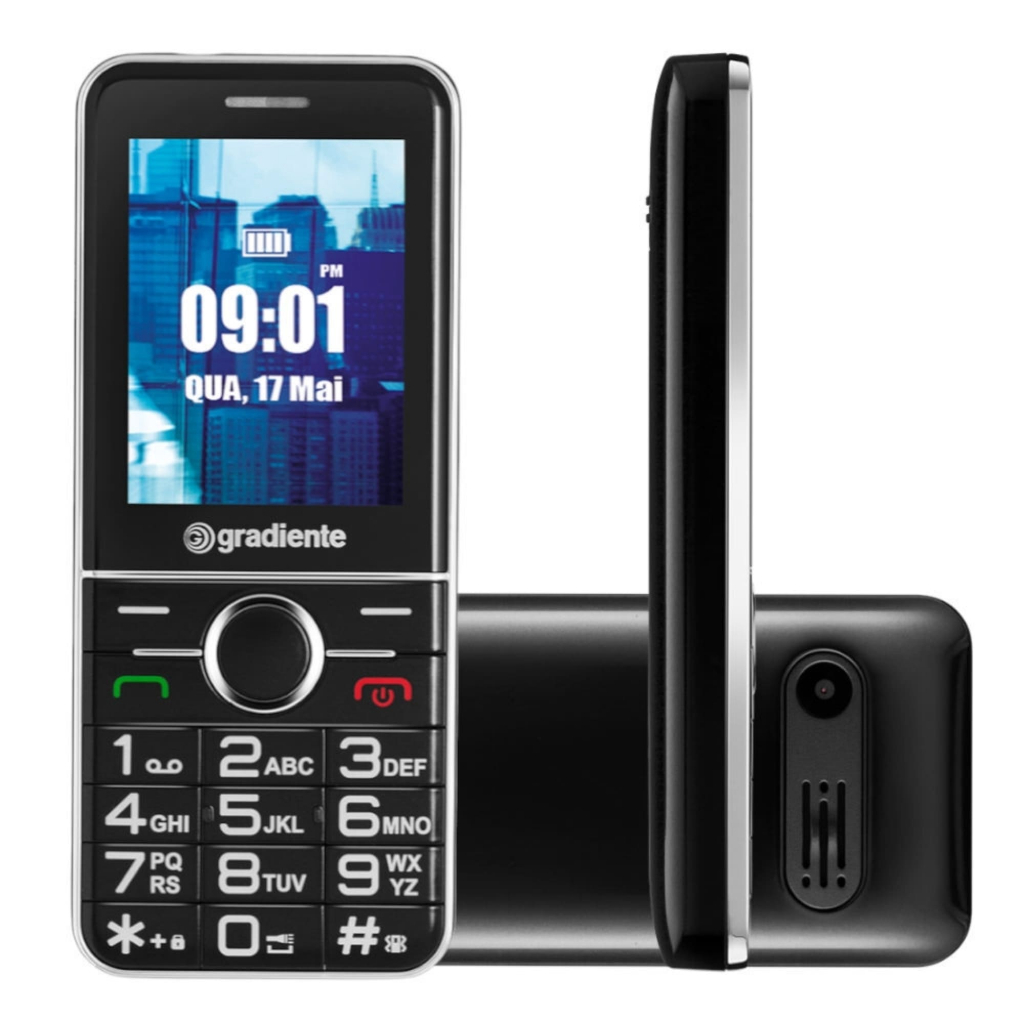 Celular Gradiente Vibe Dual Chip 2,4 pol Mp3 Rádio FM Câmera Traseira Preto Gradiente - GFP205P ...