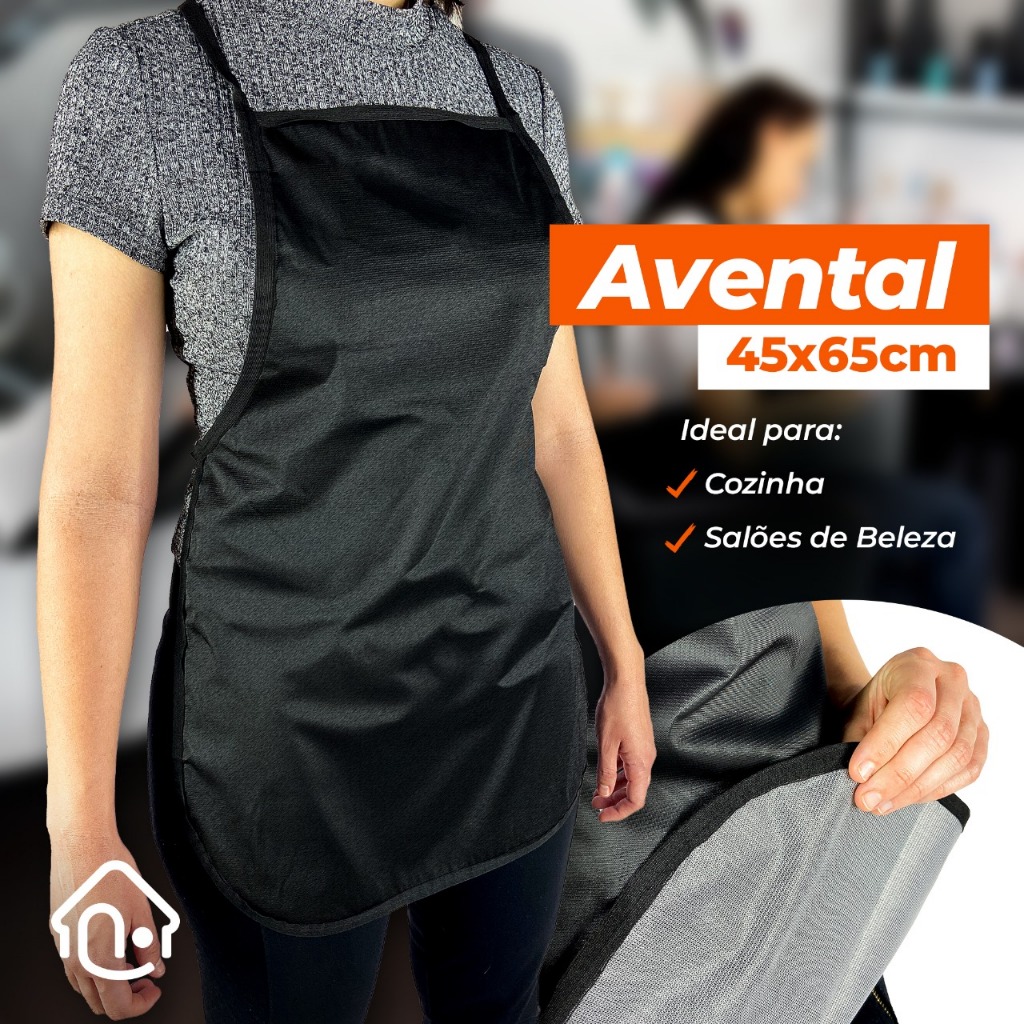 Avental de Cozinha Lavanderia PRETO LISO Impermeável | Shopee Brasil