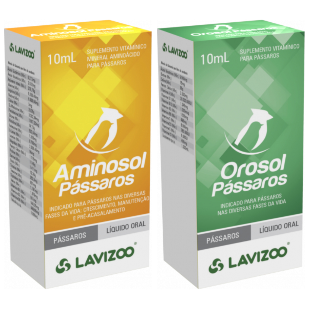 Orosol Pássaros 10 Ml e Aminosol Pássaros 10 Ml - Complexo Vitamínico ...
