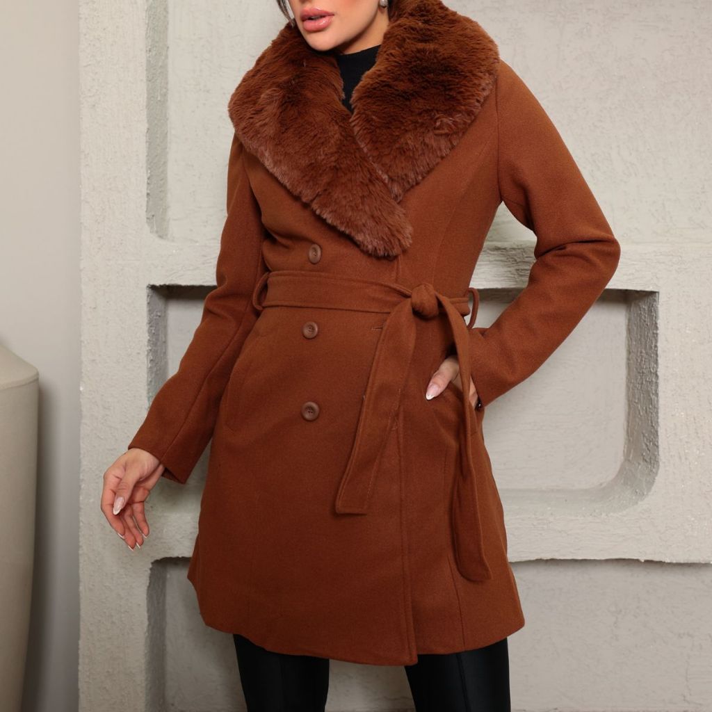 Sobretudo Feminino Parka de Lã Batida Peluciada | Shopee Brasil