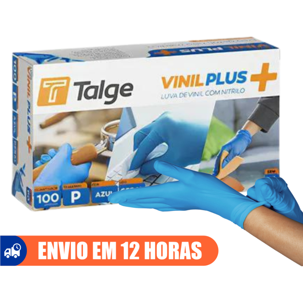 Luva Vinilplus Vinil + Nitrílica Azul Sem Pó 100un Talge | Shopee Brasil