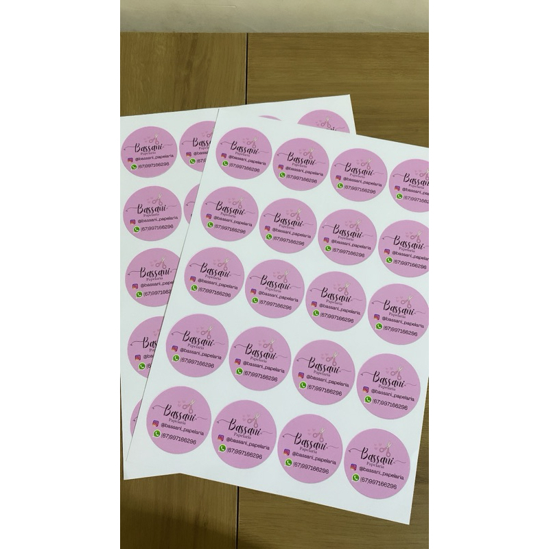 cartela de adesivo redondo personalizado 100 unidades aprox. 5cm ou 4cm ...