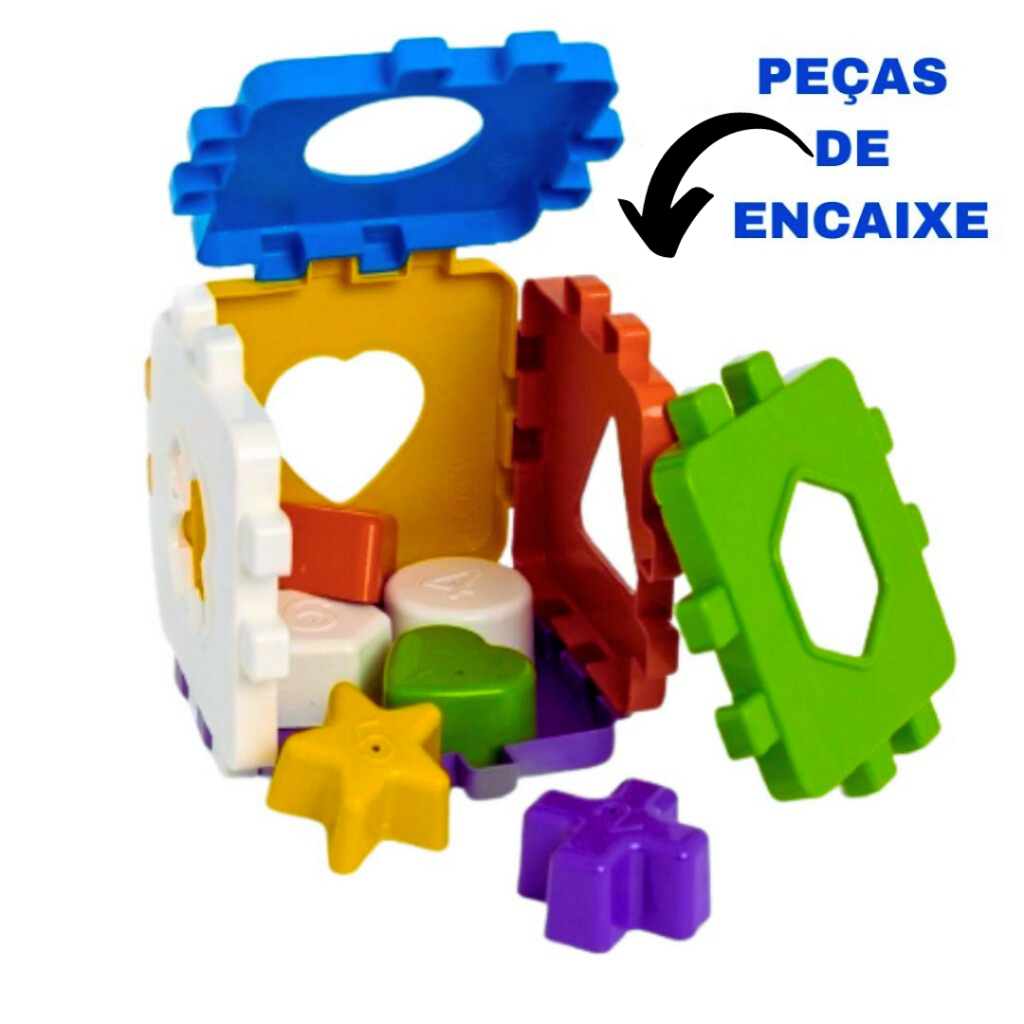 Cubo Grande Didático Formas de Encaixar Brinquedo Educativo | Shopee Brasil