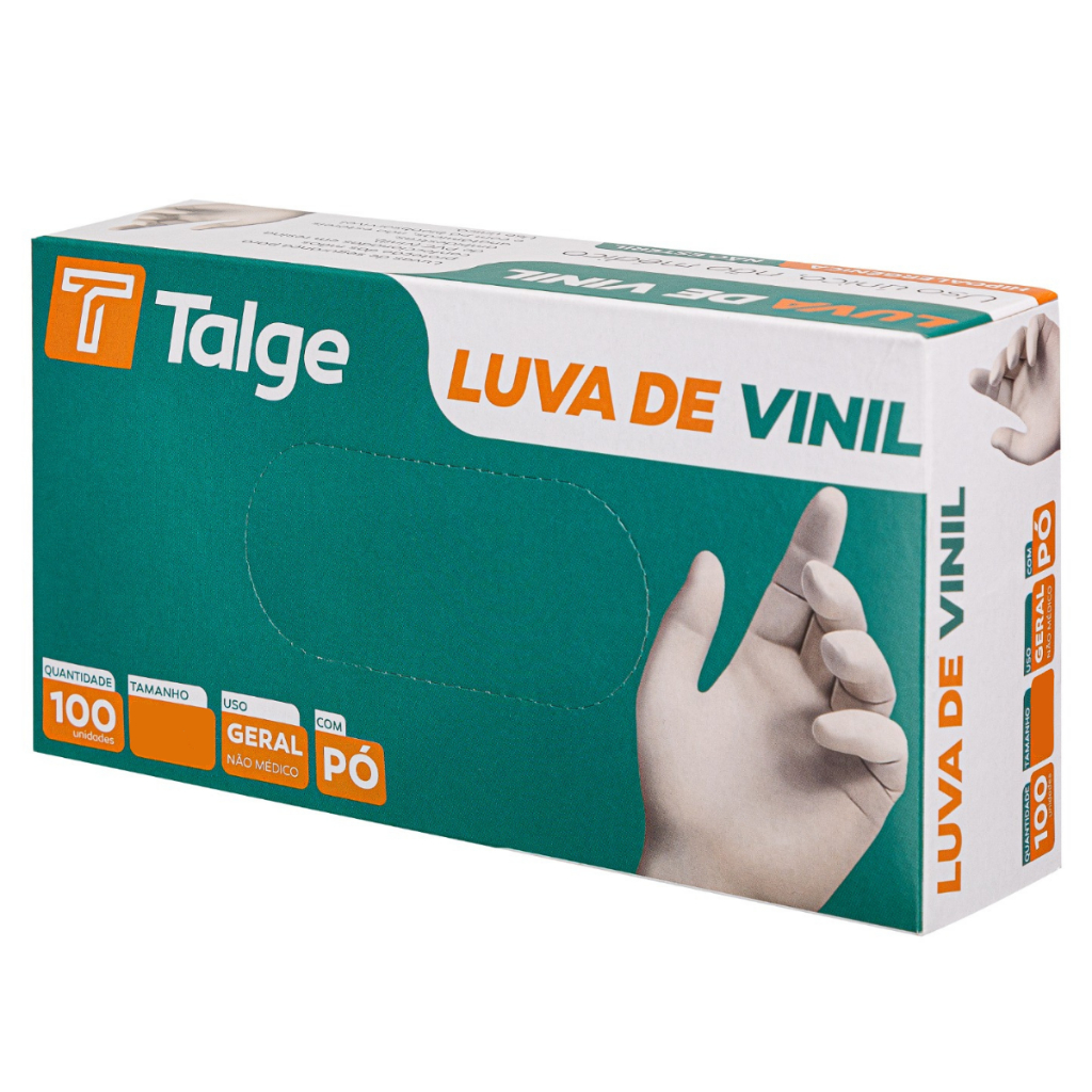 LUVA DE VINIL TALGE DESCARTÁVEL: EMBALAGEM COM 100 | Shopee Brasil