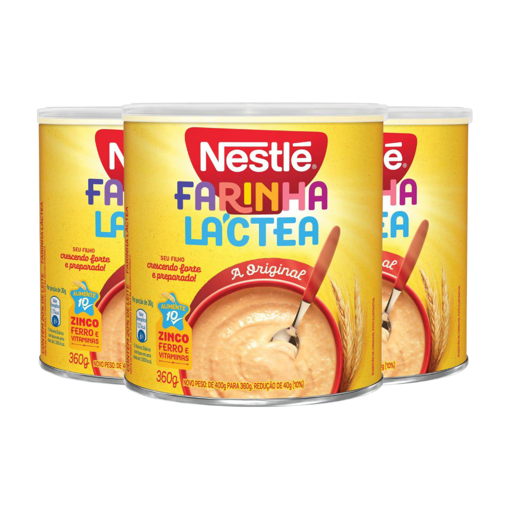 Kit 3 Farinha Láctea Nestle Lata 360g | Shopee Brasil