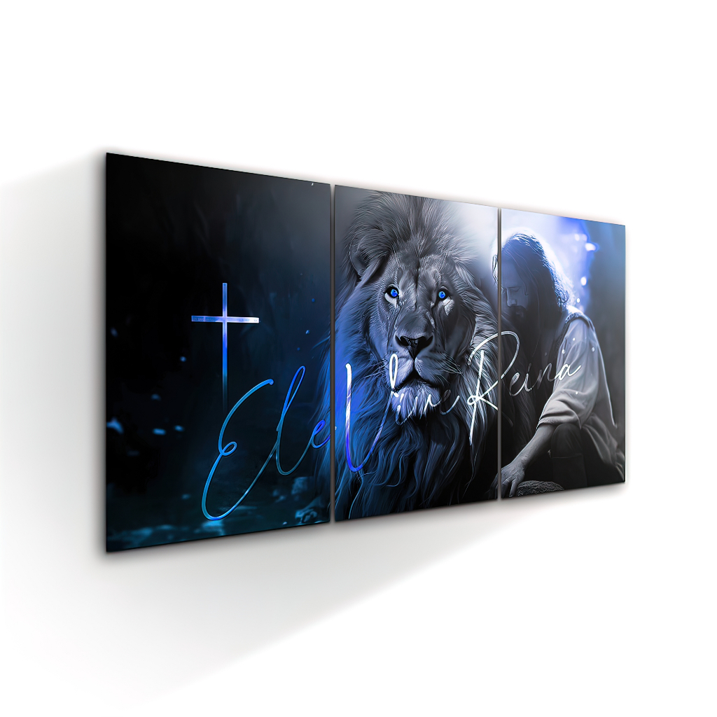 Quadro Decorativo Sala Quarto Jesus Cristo Ele Vive Ele Reina 3 Peças ...