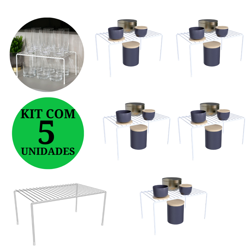 Kit 5 Organizadores De Armário Cozinha Médio 32cm Dicarlo | Shopee Brasil